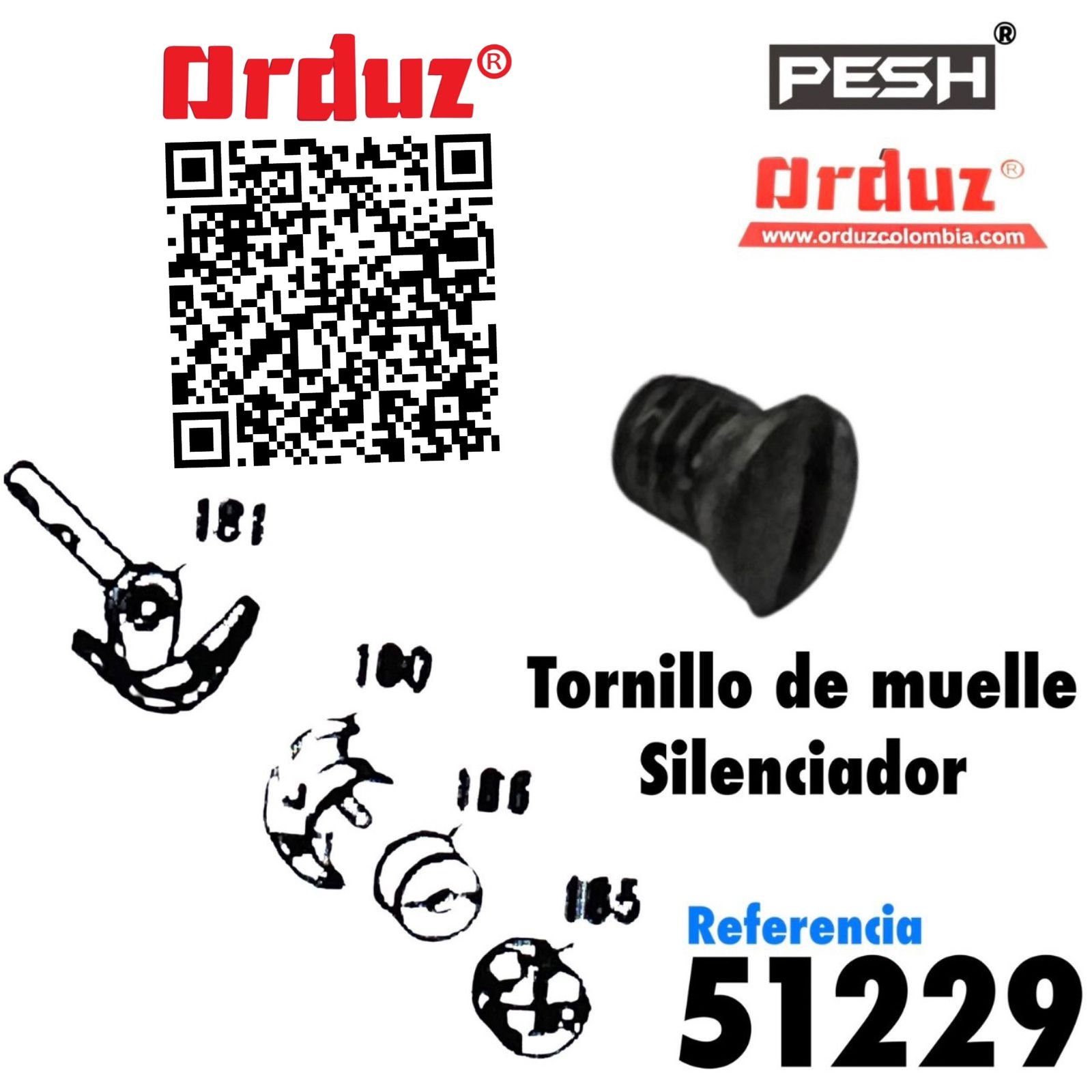 51229 TORNILLO MUELLE SILENCIADOR MAQUINA DE COSER - Orduz Colombia